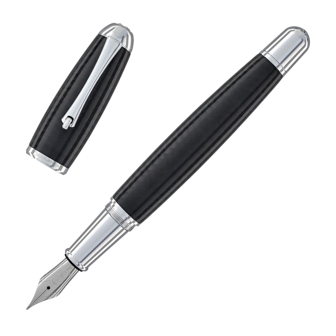 Monteverde Super Mega Fountain Pen in Carbon Fiber with Chrome Trim ...