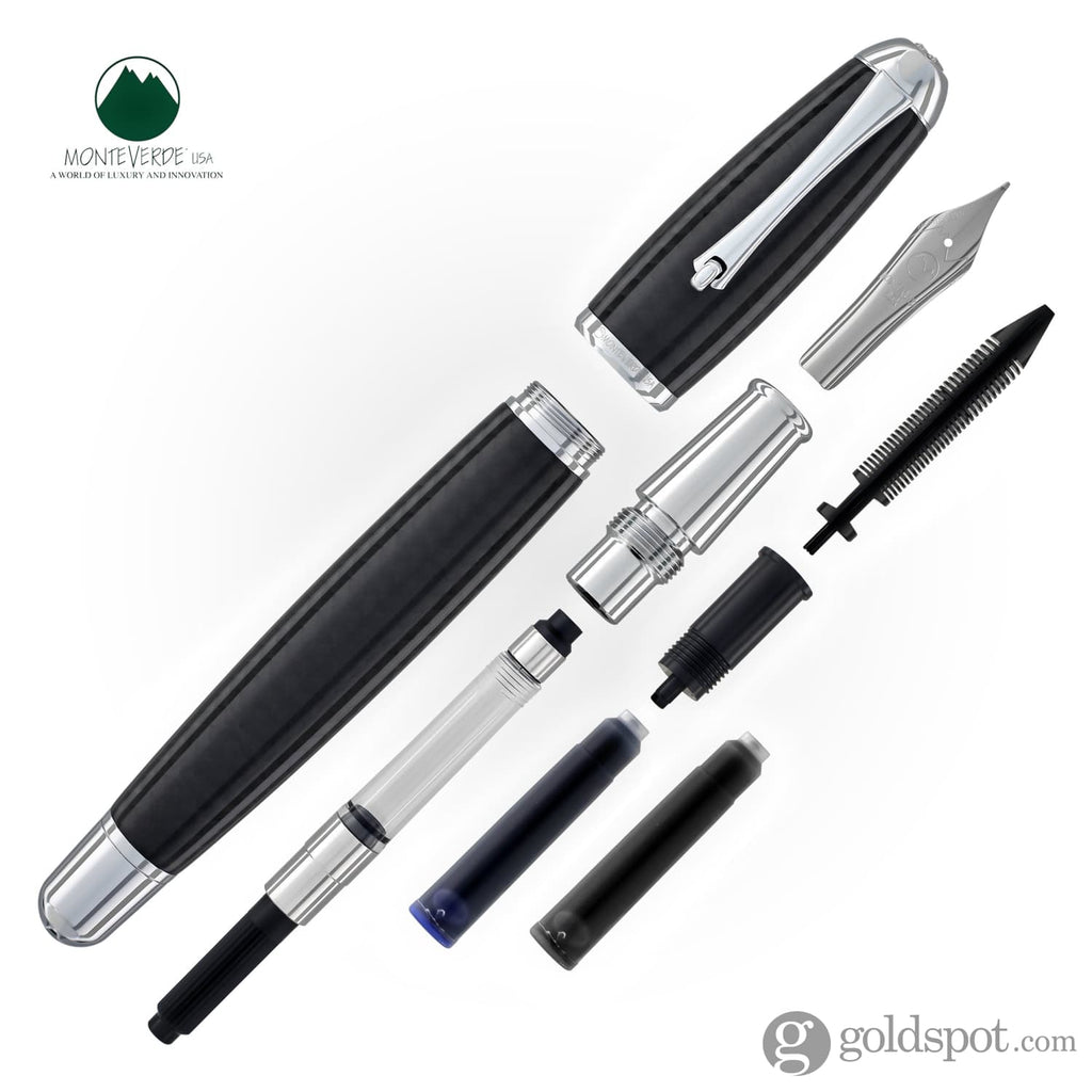 Monteverde Super Mega Fountain Pen in Carbon Fiber with Chrome Trim ...