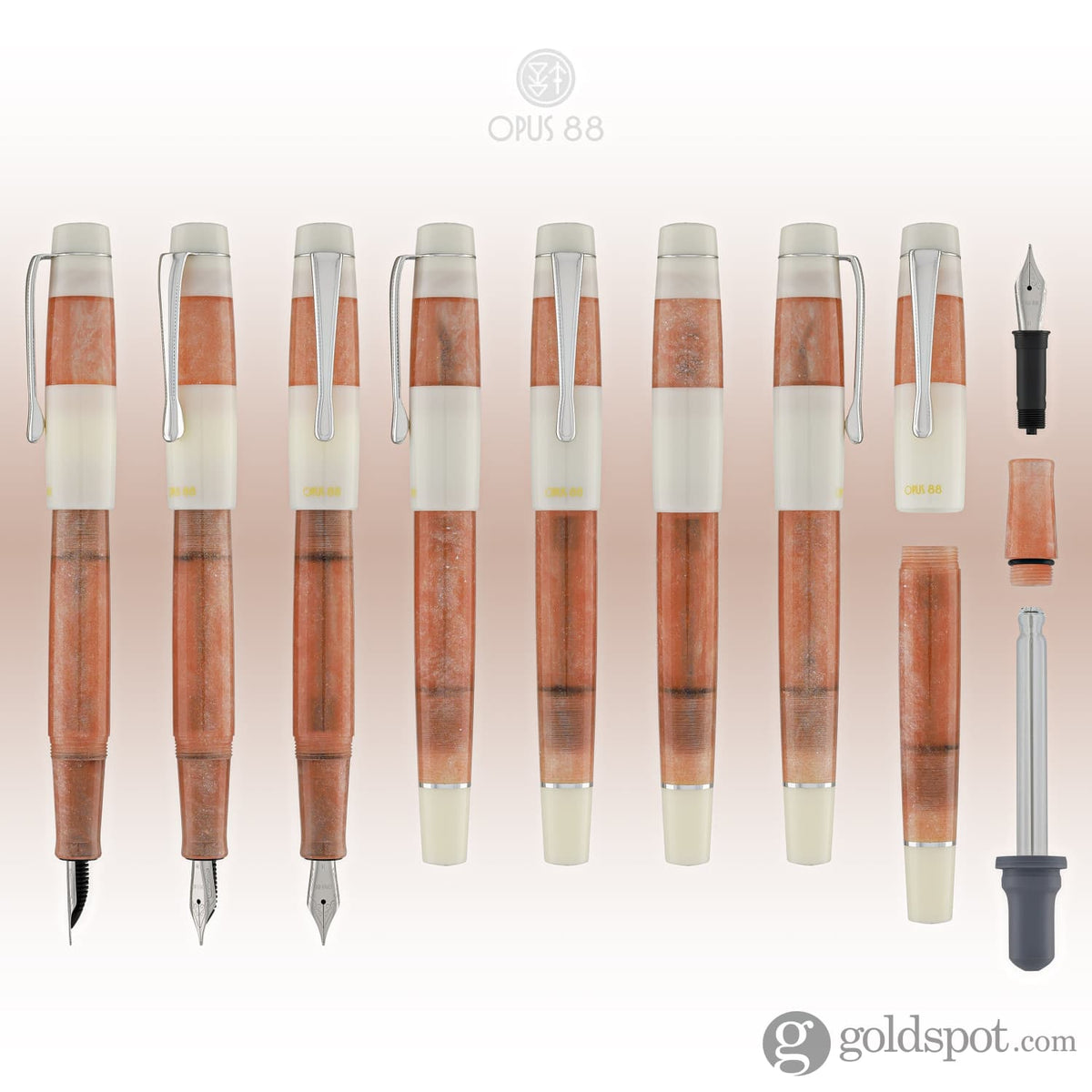 Opus 88 Koloro Fountain Pen in White and Pink - Goldspot Pens