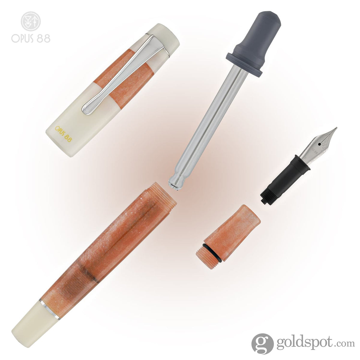 Opus 88 Koloro Fountain Pen in White and Pink - Goldspot Pens