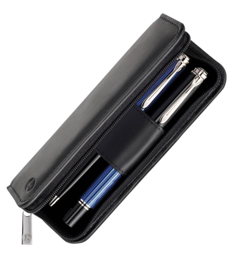 Pelikan 2 Pen Case Nappa Leather in Black - Goldspot Pens
