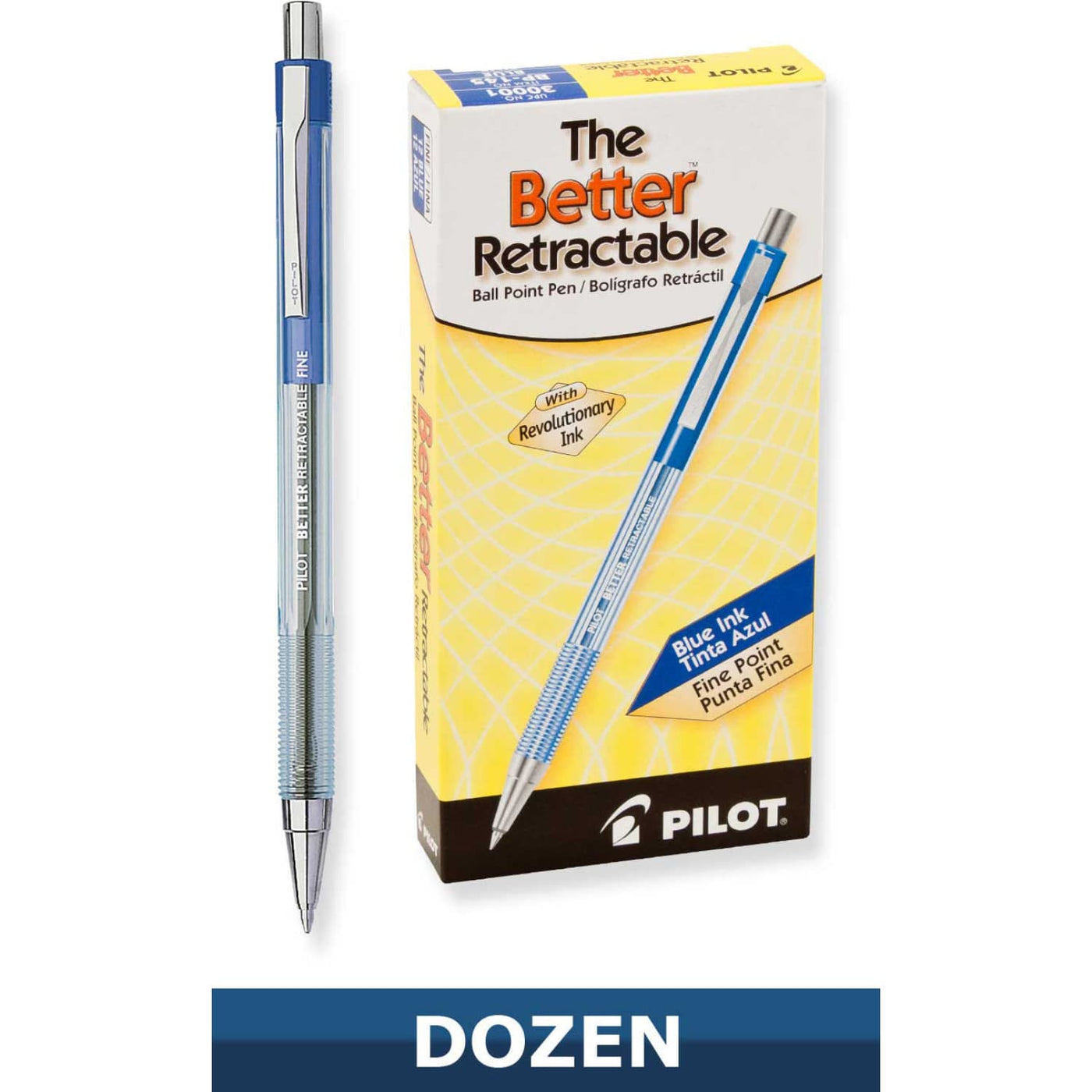 Pilot Better Retractable Ballpoint Pen in Blue - Pack of 12 - Goldspot Pens