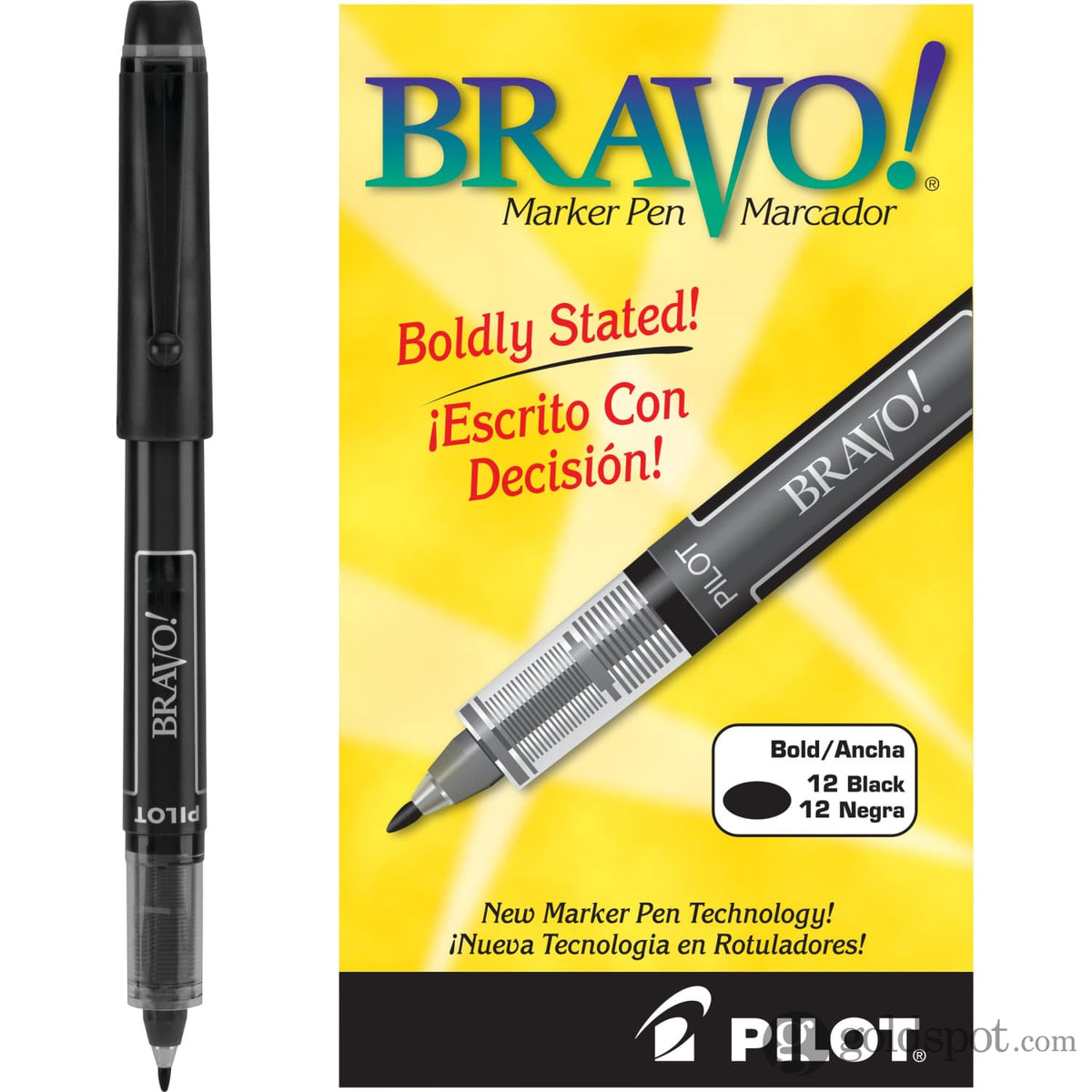 Pilot Bravo Liquid Ink Markers in Black - Bold Point - Goldspot Pens
