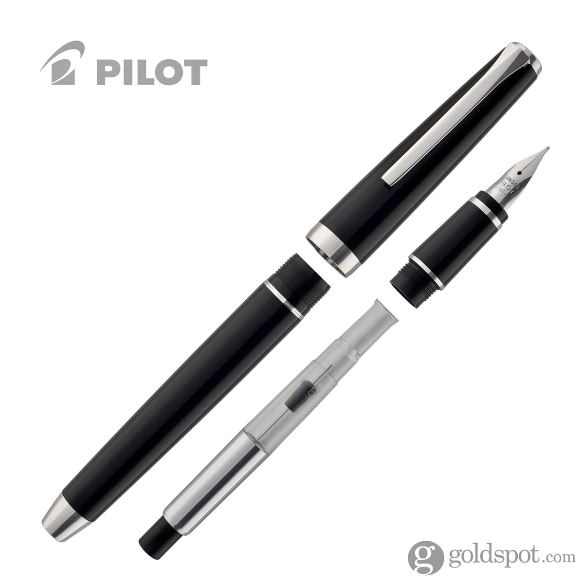 Pilot Metal Falcon Fountain Pen in Black - Soft Flexible - Goldspot Pens