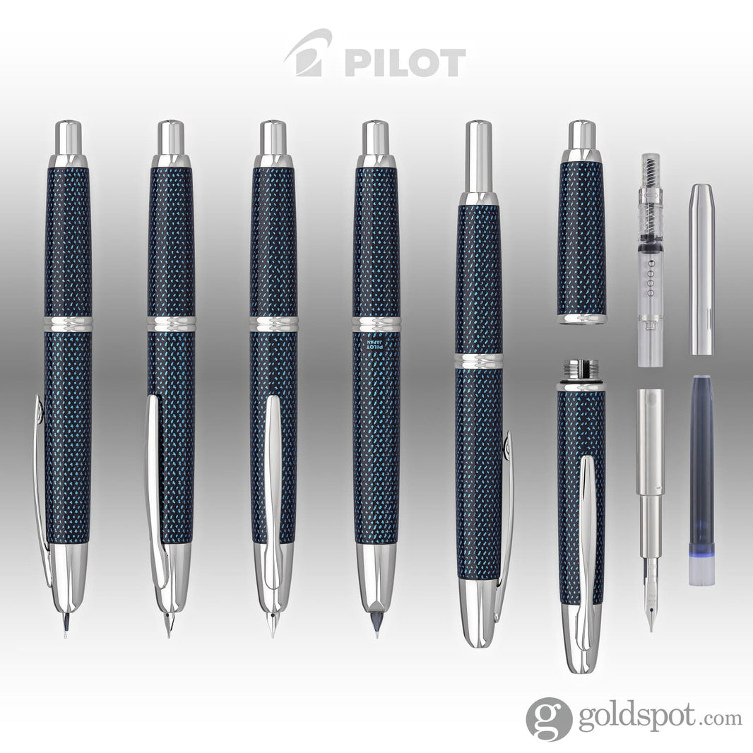 Pilot Vanishing Point Fountain Pen in Blue Carbonesque & Rhodium - 18K ...