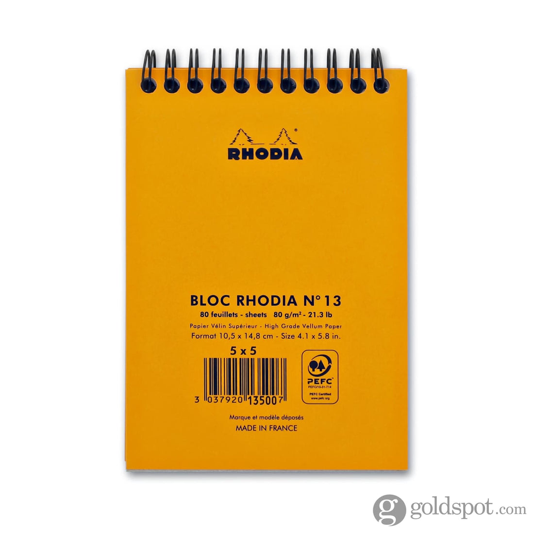 Rhodia Wirebound Graph Paper Notepad in Orange - 4 x 6 - Goldspot Pens